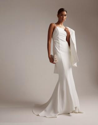 ASOS DESIGN - Eden - Robe de mariée avec encolure carrée en crêpe à ...