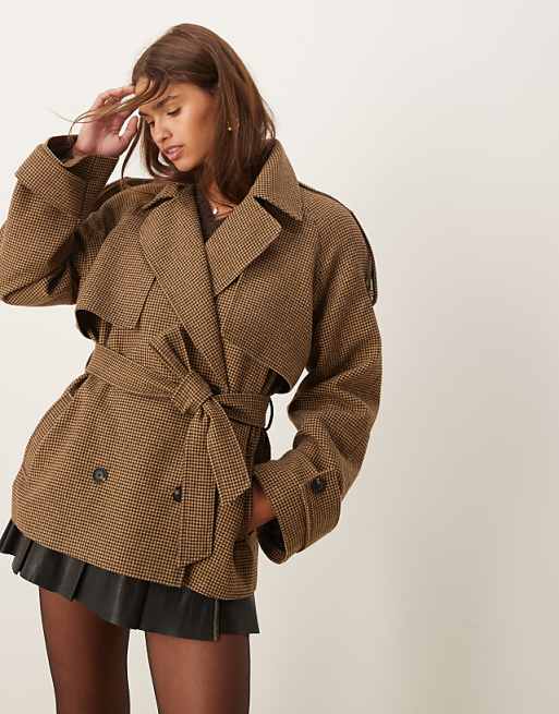 ASOS DESIGN – Elegancki prochowiec oversize w kratkę z patkami na ... ASOS DESIGN – Elegancki prochowiec oversize w kratkę z patkami na ...