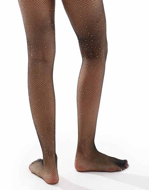 ASOS DESIGN embellished net tights in black | ASOS