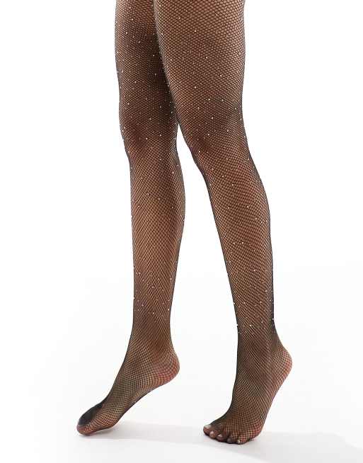 ASOS DESIGN embellished net tights in black | ASOS
