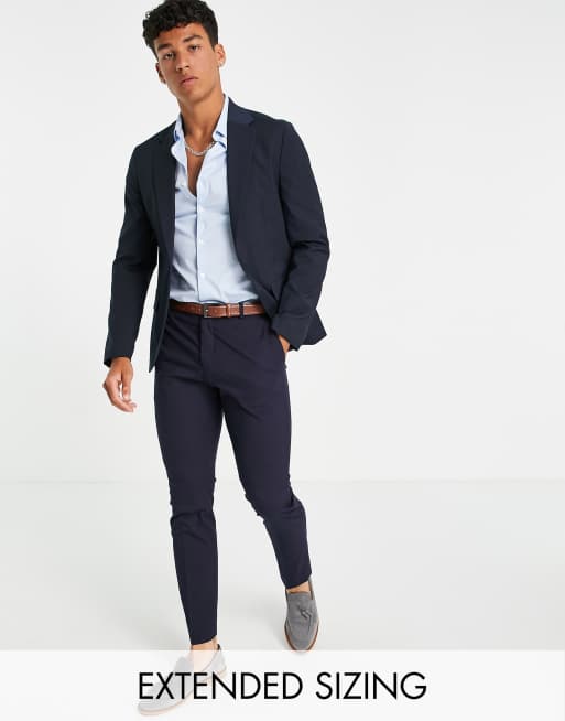Asos Design Enge Anzugjacke In Marineblau Asos