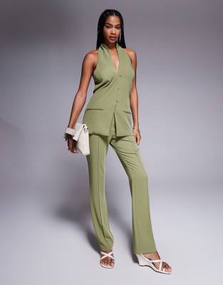 ASOS DESIGN - Ensemble ajusté avec veston dos nu boutonné et pantalon ...