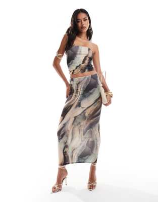 ASOS DESIGN - Ensemble top bandeau près du corps et jupe à imprimé marbré tellurique | ASOS