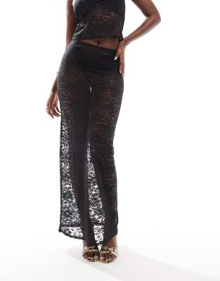ASOS DESIGN - Ensemble top dos nu à buste froncé et jupe longue en dentelle - Noir | ASOS