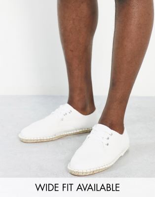 ASOS DESIGN - Espadrilles stringate in tela bianca testurizzata | ASOS
