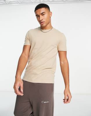 ASOS DESIGN essential crew neck t-shirt in beige | ASOS