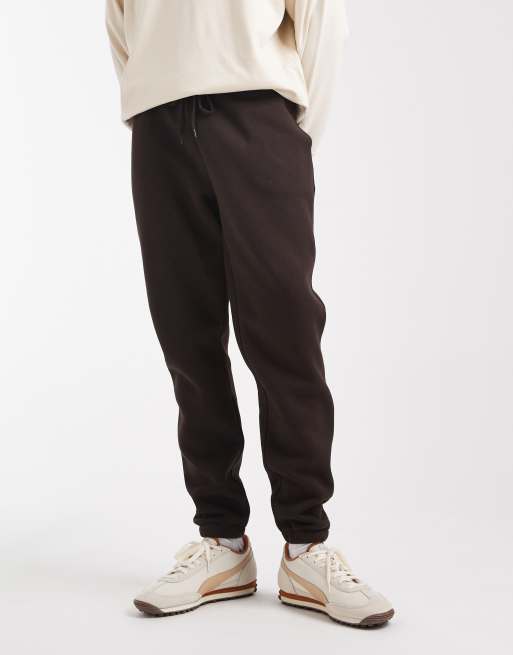 ASOS DESIGN essential slim trackies in brown | ASOS
