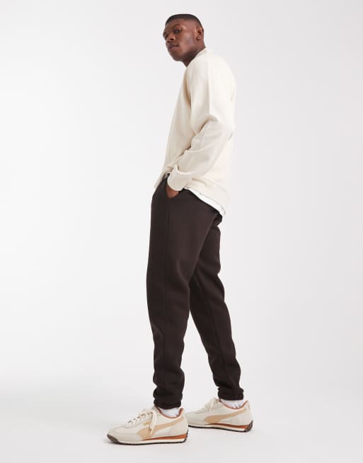 ASOS DESIGN essential slim trackies in brown | ASOS
