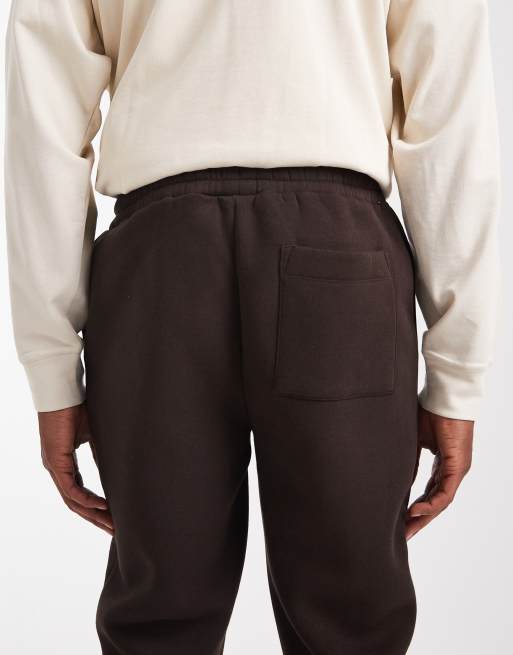 ASOS DESIGN essential slim trackies in brown | ASOS