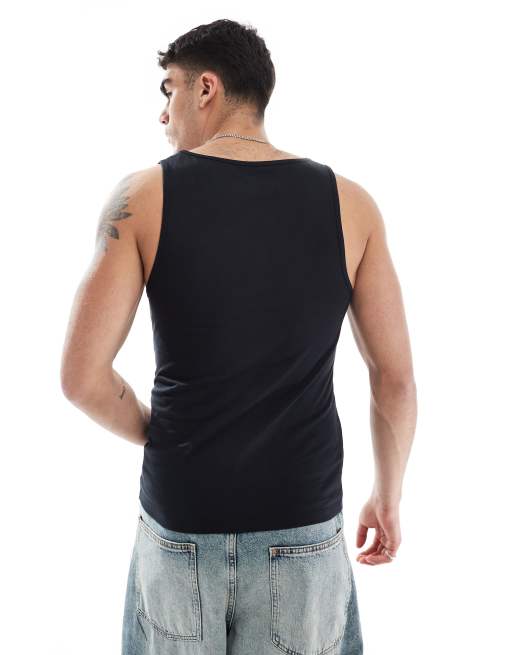ASOS DESIGN essentials 2 pack muscle fit tanks in black | ASOS