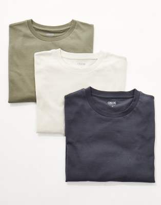 ASOS DESIGN essentials 3 pack crew neck T-shirts in multi | ASOS