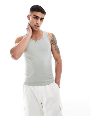 ASOS DESIGN essentials muscle fit tank in light green | ASOS