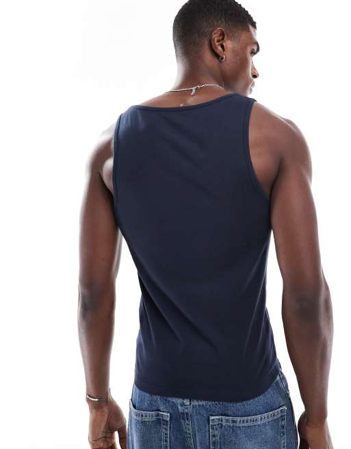 ASOS DESIGN essentials muscle fit tank in navy | ASOS