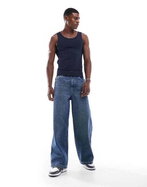 ASOS DESIGN essentials muscle fit tank in navy | ASOS