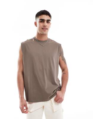 ASOS DESIGN essentials oversized tank in brown | ASOS