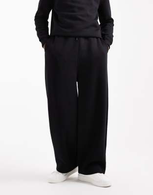 ASOS DESIGN essentials wide leg trackies in black | ASOS