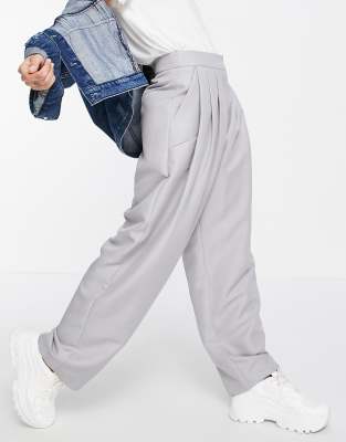 ASOS DESIGN exagerated mom pants in gray | ASOS
