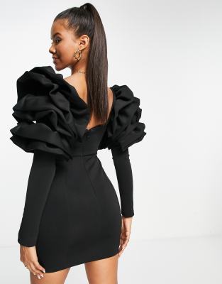 Premium Satin Extreme Puff Shoulder Mini Dress | atelier-yuwa.ciao.jp