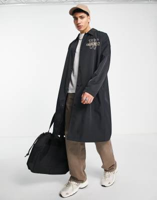 Asos Design Extreme Oversized Coach Jacket In Black With Varsity Print ...