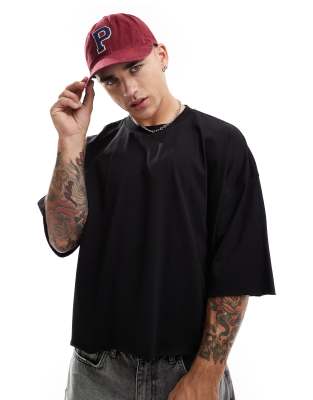 ASOS DESIGN extreme oversized cropped T-shirt in black | ASOS