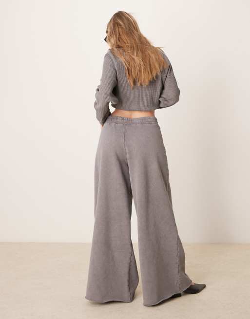 ASOS DESIGN extreme wide leg sweatpants in washed gray | ASOS
