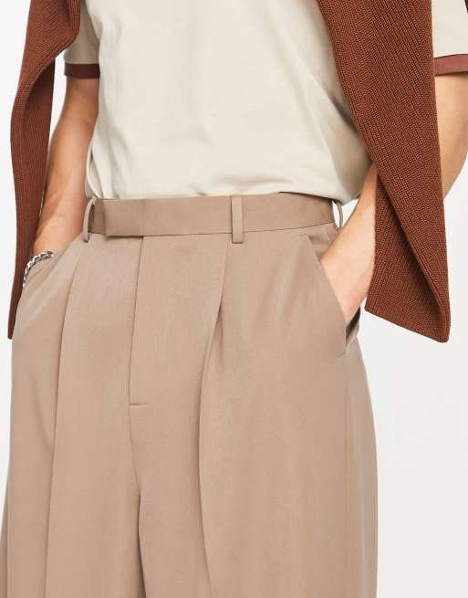 ASOS DESIGN extreme wide smart pants in stone | ASOS