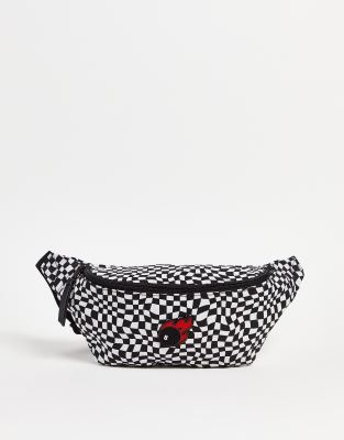 ASOS DESIGN fanny pack in checkerboard design with 8 ball embroidery | ASOS