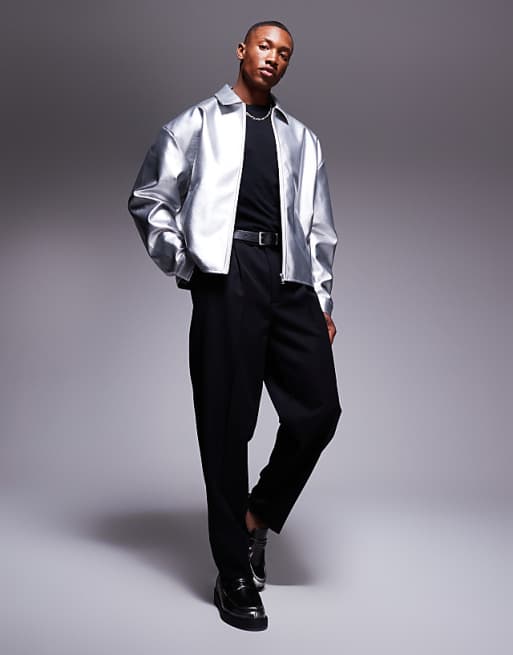 ASOS DESIGN faux leather cropped harrington jacket in ASOS DESIGN faux leather cropped harrington jacket in