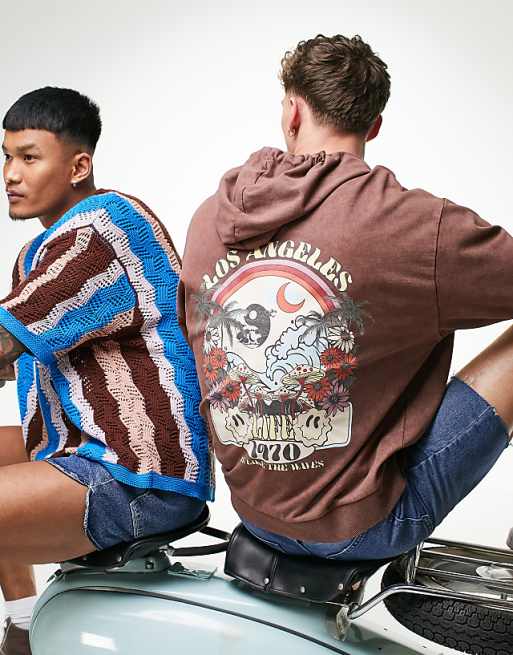 ASOS DESIGN - Felpa con cappuccio oversize lavaggio marrone acido con ... ASOS DESIGN - Felpa con cappuccio oversize lavaggio marrone acido con ...
