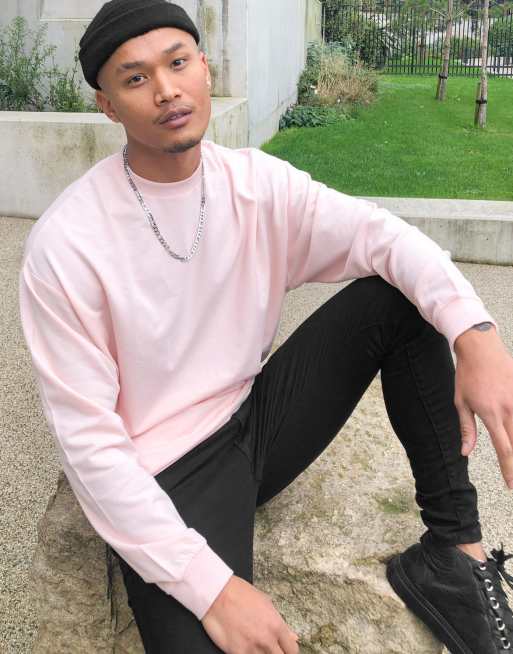 Asos Design Felpa Oversize Leggera Rosa Asos
