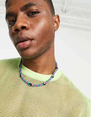 ASOS DESIGN festival colourful beaded necklace with snooker ball beads ...