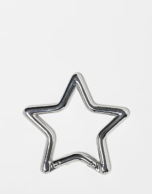 ASOS DESIGN festival metal star keyring bag charm in silver tone | ASOS