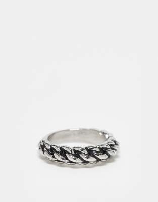 ASOS DESIGN festival waterproof stainless steel rope band ring in ...