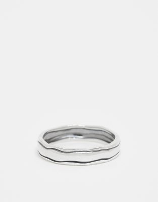ASOS DESIGN – Flacher Ring aus Sterlingsilber in gebürsteter ...
