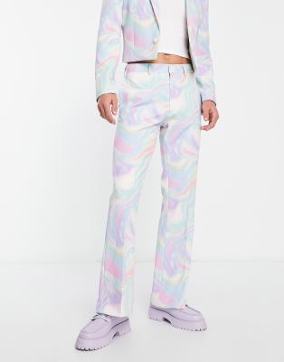 ASOS DESIGN flare suit pants in marble print | ASOS