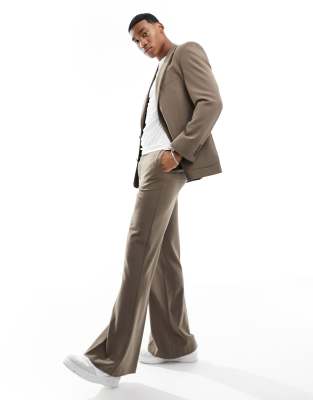 ASOS DESIGN flare suit pants in mink | ASOS