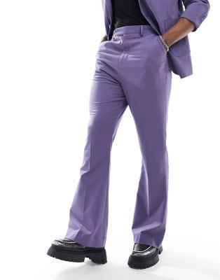ASOS DESIGN flare suit pants in purple | ASOS