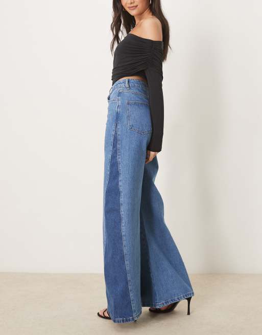 ASOS DESIGN flared jeans with two-tone panels | ASOS