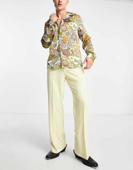ASOS DESIGN flared smart pants in pastel yellow | ASOS