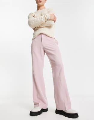ASOS DESIGN flared smart pants in pink | ASOS
