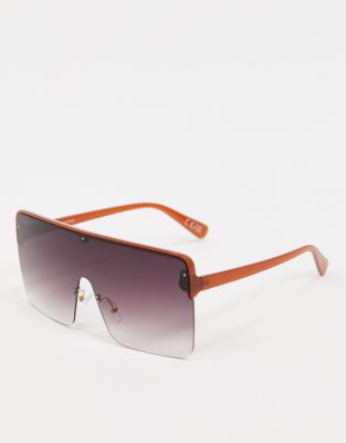 ASOS DESIGN flat brown visor sunglasses | ASOS