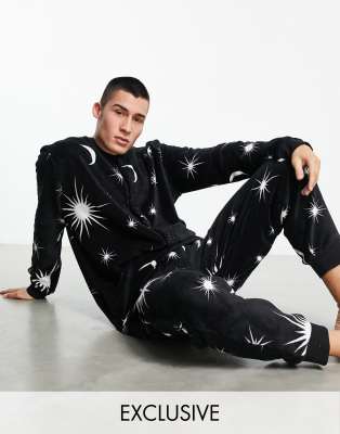 ASOS DESIGN fleece all in one with celestial print | ASOS