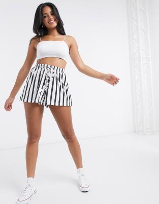 ASOS DESIGN flippy textured short with drawcord in stripe print | ASOS