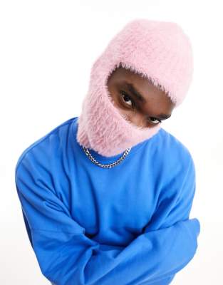 ASOS DESIGN fluffy balaclava in pink | ASOS