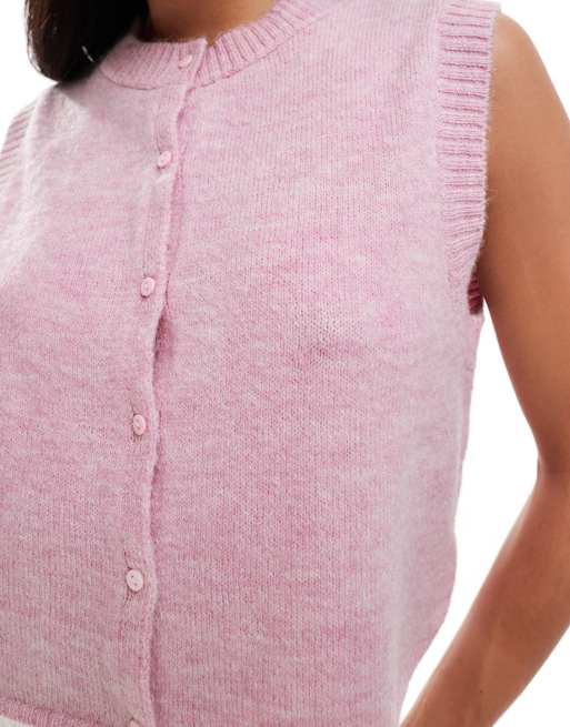 ASOS DESIGN fluffy knit vest in light pink | ASOS