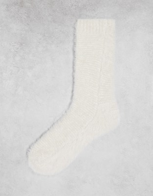 ASOS DESIGN fluffy lounge socks in white | ASOS
