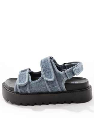 ASOS DESIGN Forecast sporty dad sandals in blue denim | ASOS