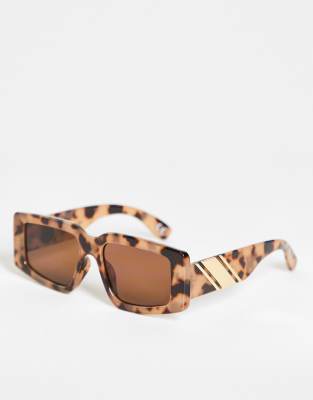 ASOS DESIGN frame milky tort mid square sunglasses with temple detail ...
