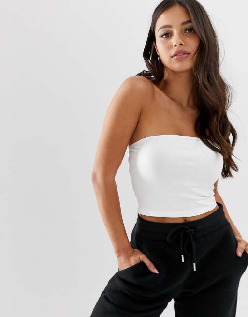 Asos Design Fuller Bust Crop Bandeau Top In White Asos