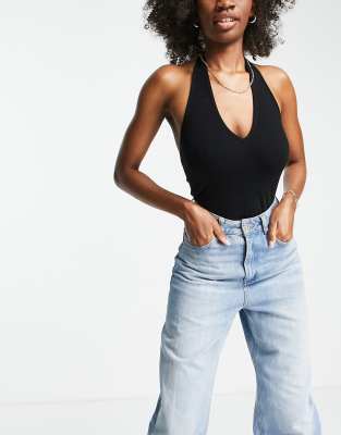 ASOS DESIGN Fuller Bust halterneck bodysuit in black | ASOS